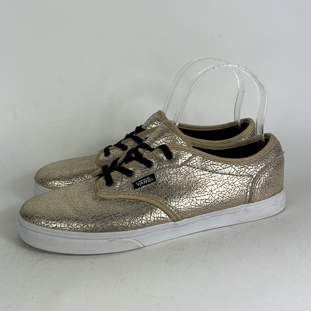 Vans Gold Metallic Crackle Leather Lace Up Athletic S… - Gem
